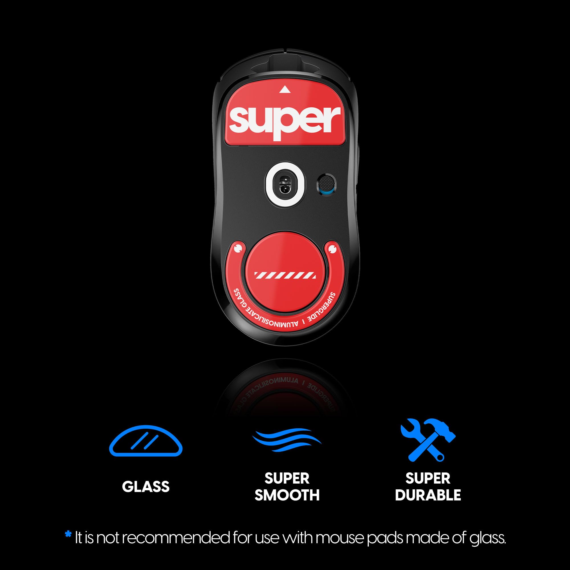 Superglide2 - New Controllable Speed Textured Surface Smoothest Mouse Feet/Skates Made with Ultra Strong Glass Smooth and Durable Sole for Logitech G Pro X Superlight1 [Red]