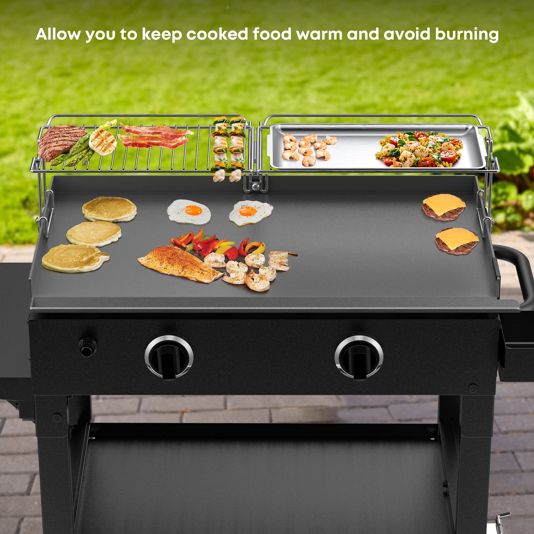 Stanbroil Griddle Warming Rack and Tray for 28" Blackstone Griddle - Foldable Cooking Grate BBQ Accessories Compatible with 28" Blackstone Griddle (Not Work with Hood)