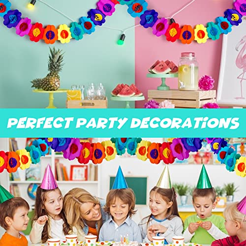 FUTUREPLUSX 3PCS Mexican Tissue Hibiscus Garland Flower Banners for Luau Party Fiesta Party Mexican Hanging Decorations