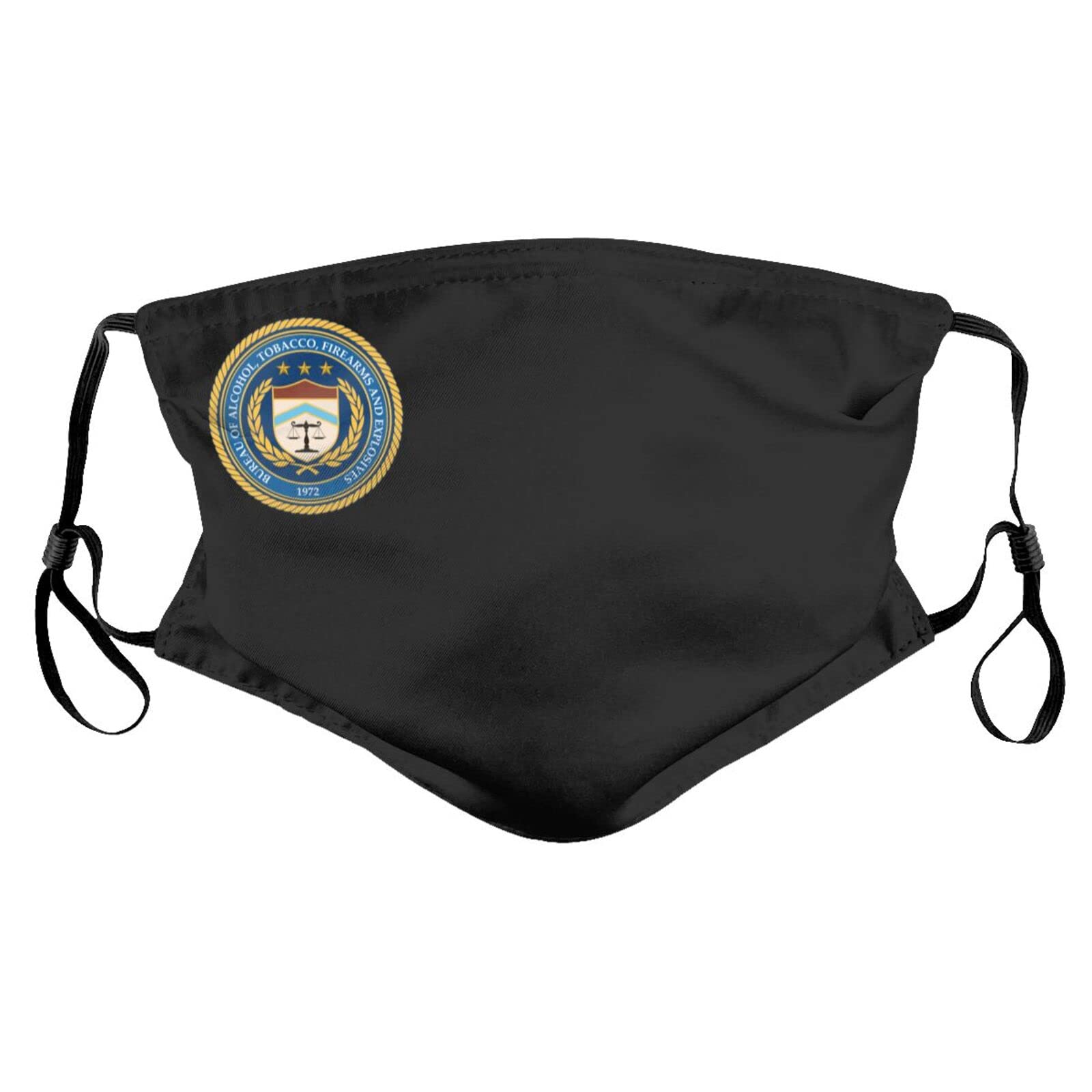US Bureau of Alcohol Tobacco and Firearms ATF Face Mask Fashionable Adjustable Dust Face Cover with 2 Filter for Adult Black