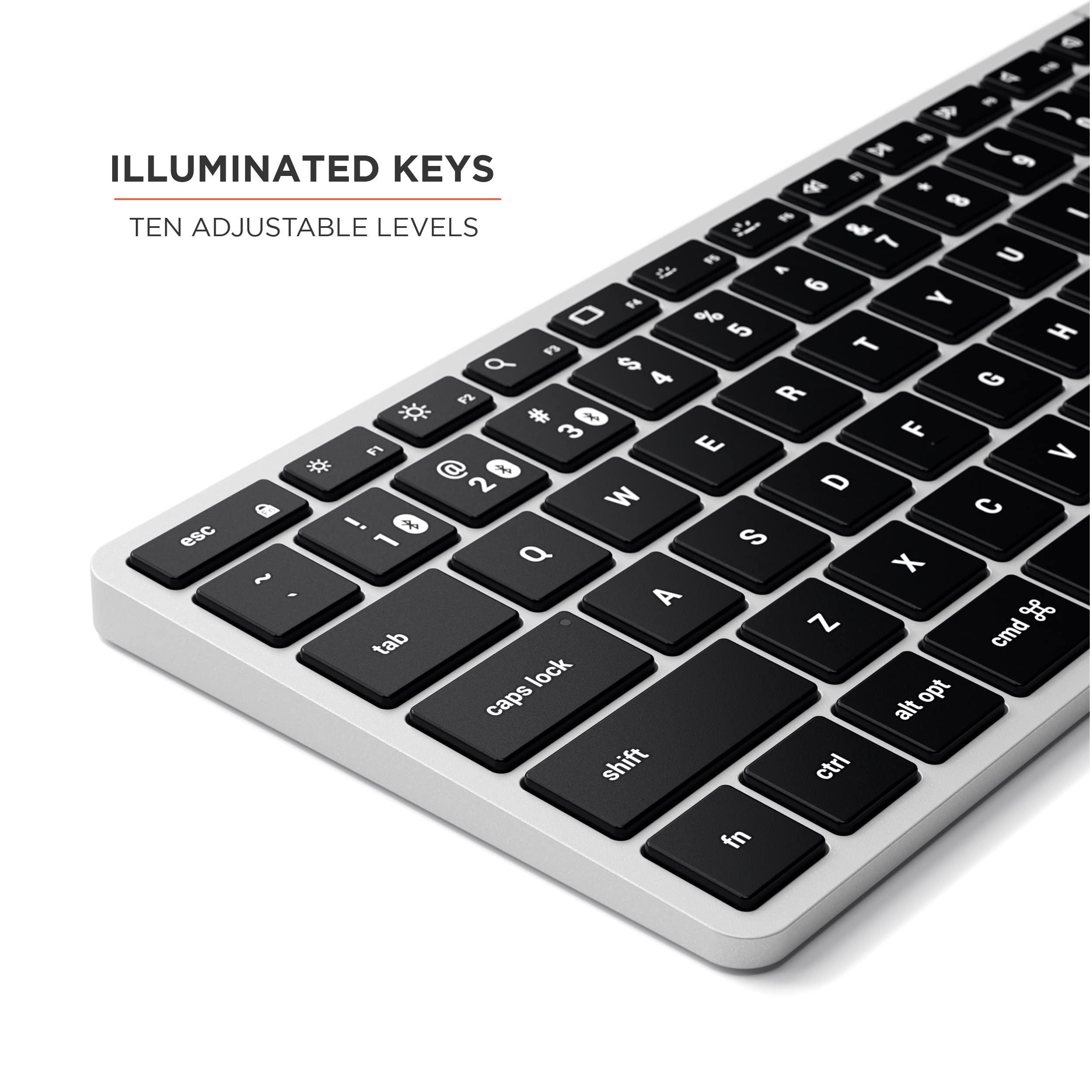 Satechi Slim X1 Bluetooth Backlit Keyboard – Illuminated Keys & Multi-Device Sync – for M2/ M1 MacBook Pro/Air, M2/ M1 iPad Pro/Air, M2 Mac Mini, iMac M1 (Silver)