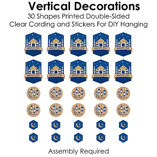 Big Dot of Happiness Ramadan - Eid Mubarak Party DIY Dangler Backdrop - Hanging Vertical Decorations - 30 Pieces