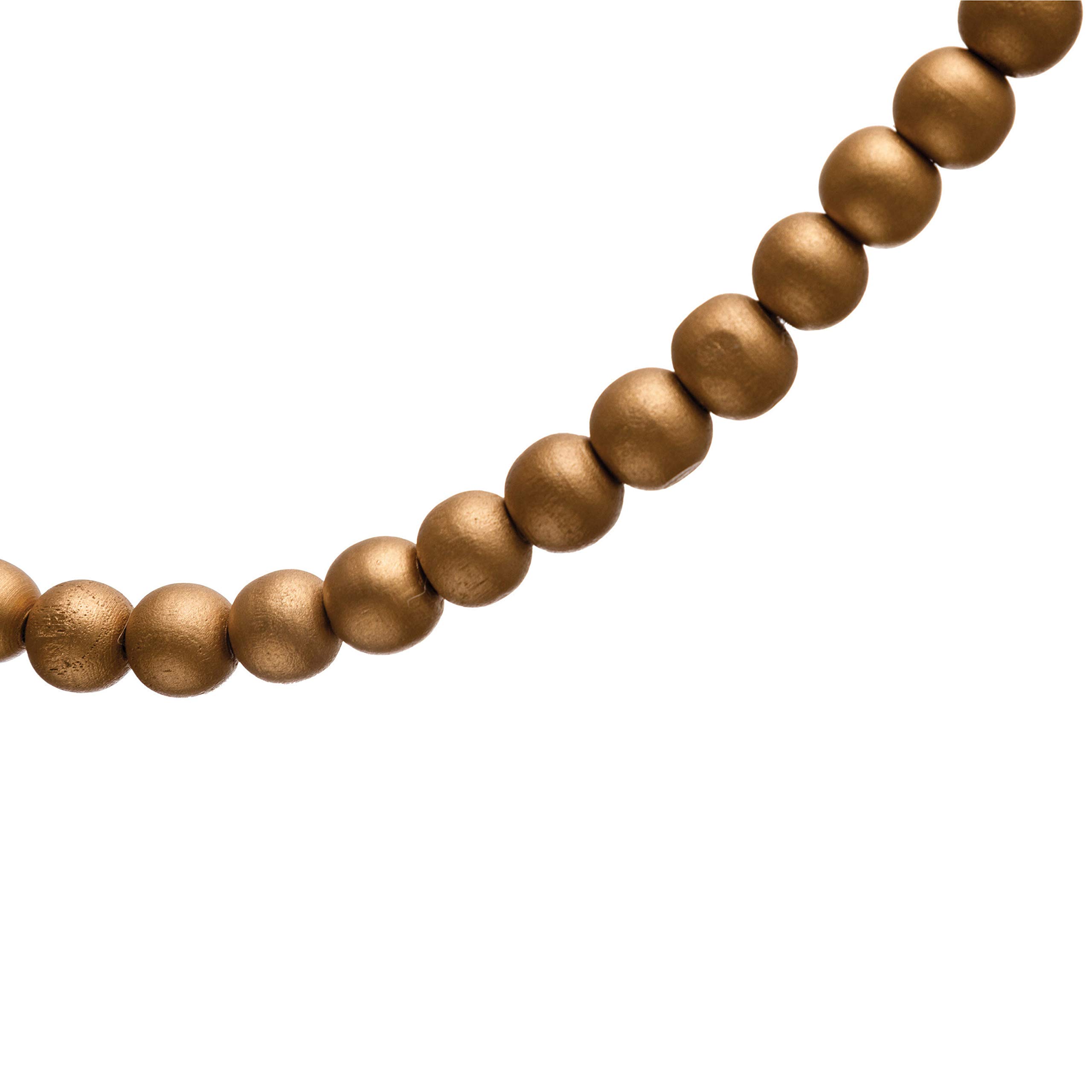 Creative Co-Op 72" L Paulownia Wood Bead Garland w/Jute Tassel, Gold Finish