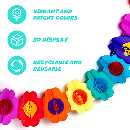 FUTUREPLUSX 3PCS Mexican Tissue Hibiscus Garland Flower Banners for Luau Party Fiesta Party Mexican Hanging Decorations