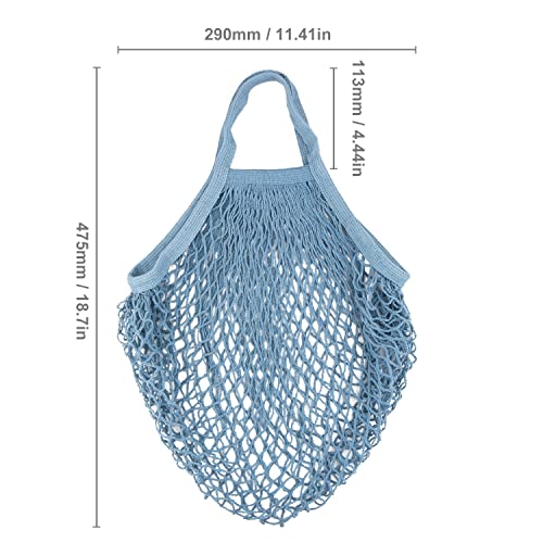 Wresty 3 Pcs Cotton Mesh Shopping Bag Reusable Net String Grocery Bags Shopping Tote Bags Fruit Storage Handbag (long handle)