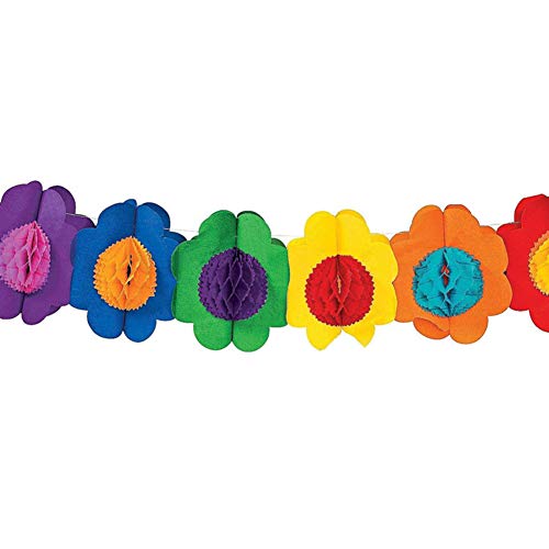 FUTUREPLUSX 3PCS Mexican Tissue Hibiscus Garland Flower Banners for Luau Party Fiesta Party Mexican Hanging Decorations