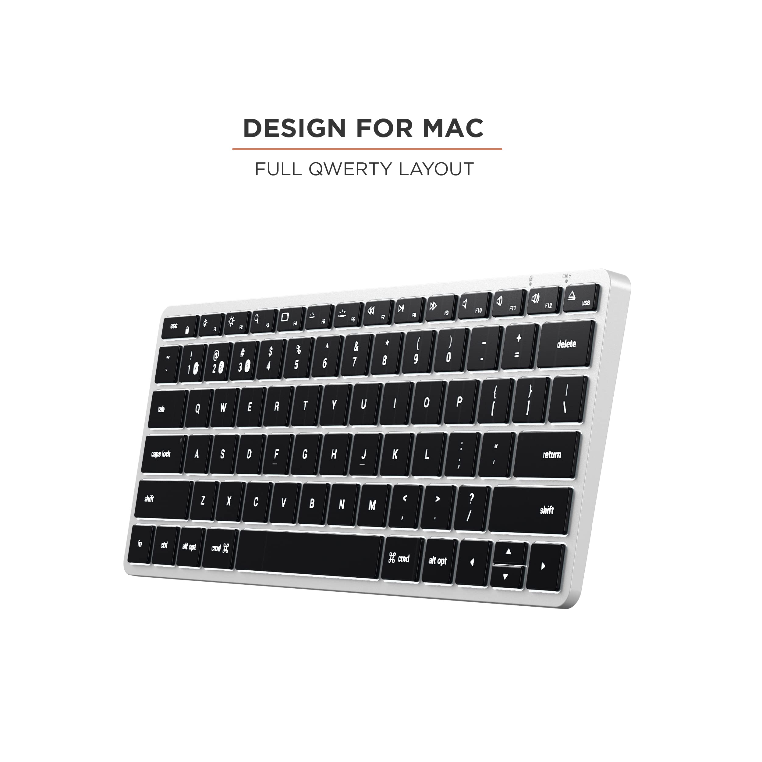 Satechi Slim X1 Bluetooth Backlit Keyboard – Illuminated Keys & Multi-Device Sync – for M2/ M1 MacBook Pro/Air, M2/ M1 iPad Pro/Air, M2 Mac Mini, iMac M1 (Silver)