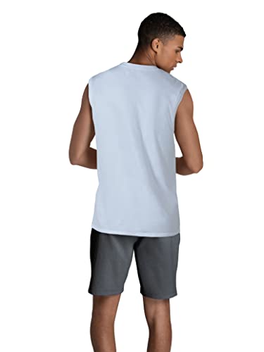 Fruit of the Loom Men's Eversoft Cotton Sleeveless T Shirts, Breathable & Moisture Wicking with Odor Control, Sizes S-4x, Muscle-2 Pack-White