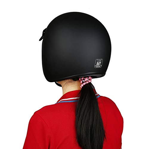 TCT-MOTORPARTS Adult Helmet 3/4 Open Face Motorcycle Scooter DOT Helmet Sun Visor Size Small Matte Black