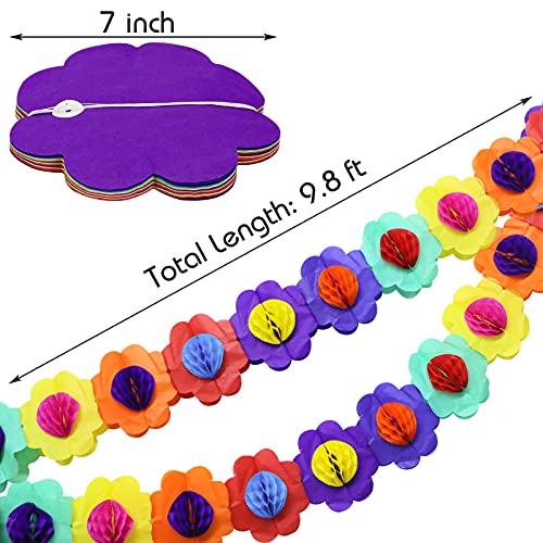 FUTUREPLUSX 3PCS Mexican Tissue Hibiscus Garland Flower Banners for Luau Party Fiesta Party Mexican Hanging Decorations