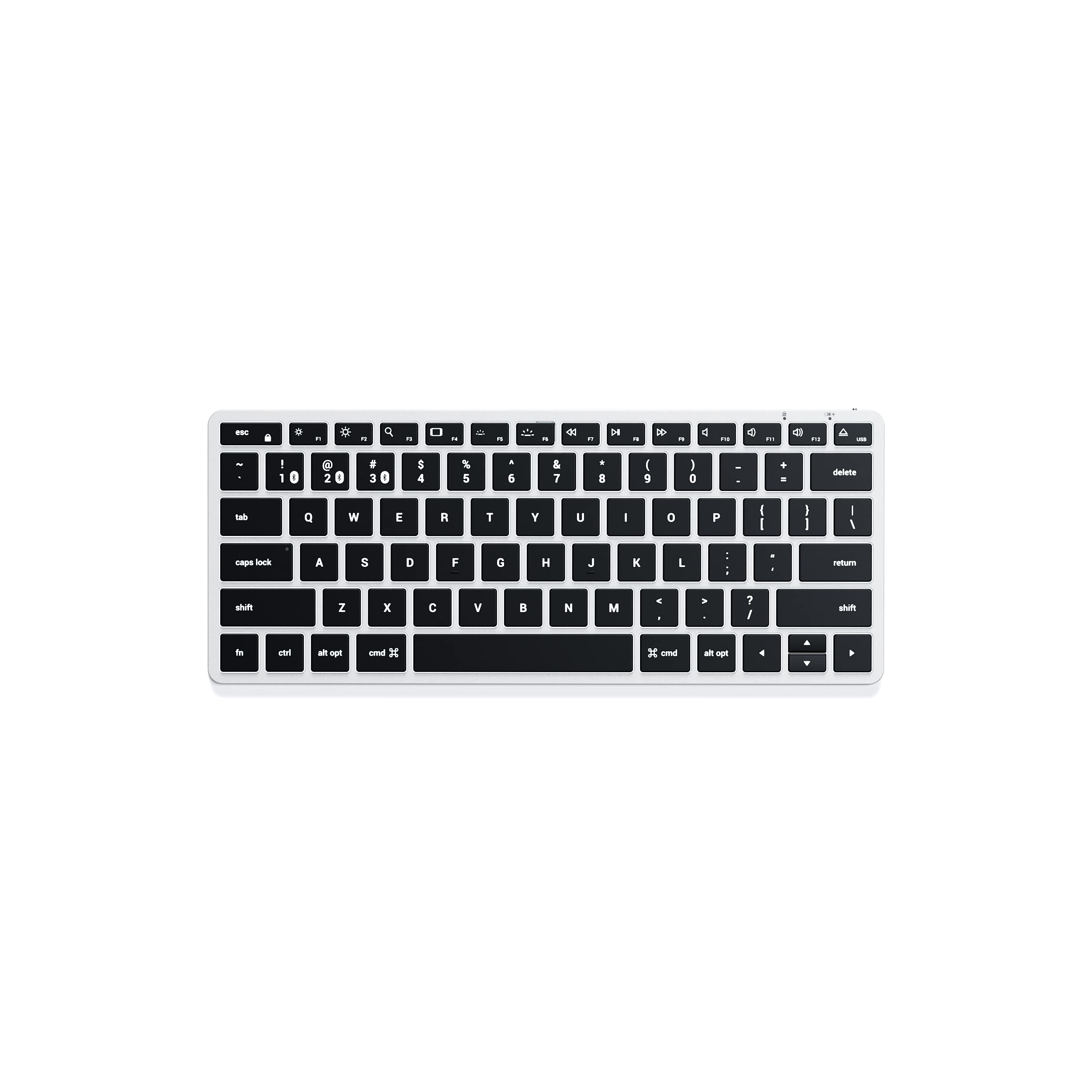 Satechi Slim X1 Bluetooth Backlit Keyboard – Illuminated Keys & Multi-Device Sync – for M2/ M1 MacBook Pro/Air, M2/ M1 iPad Pro/Air, M2 Mac Mini, iMac M1 (Silver)