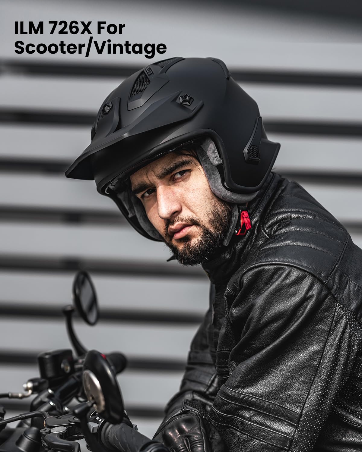 ILM Open Face Motorcycle 3/4 Half Helmet for Dirt Bike Moped ATV UTV Motocross Cruiser Scooter DOT Model 726X (Matte Black,L)
