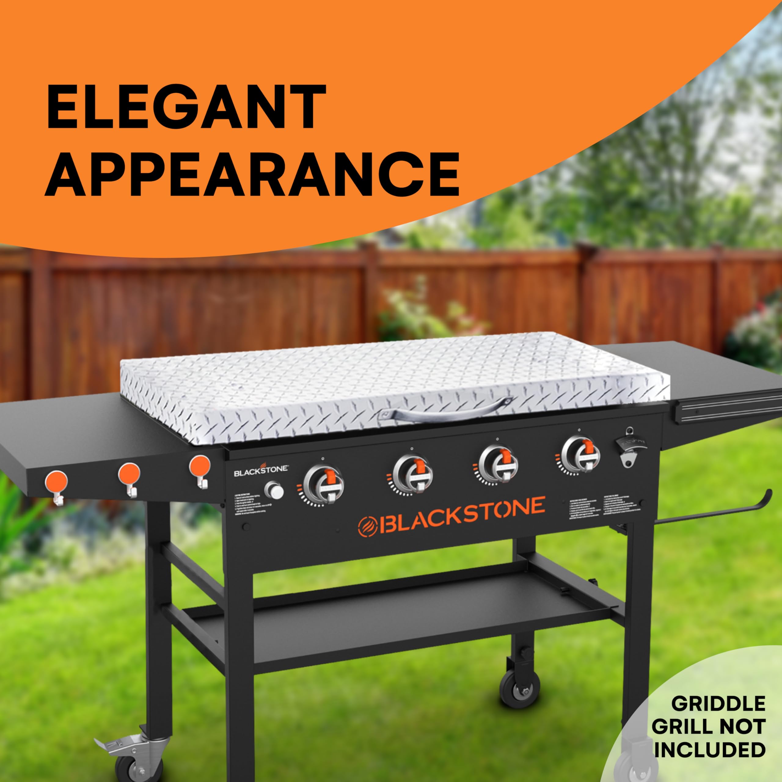 flybold Griddle Cover Works for Blackstone Flat Top Hard Lid with Waterproof Aluminum Diamond Plate Stainless Steel Handle for Outdoor 28 inch BBQ Hood Accessories