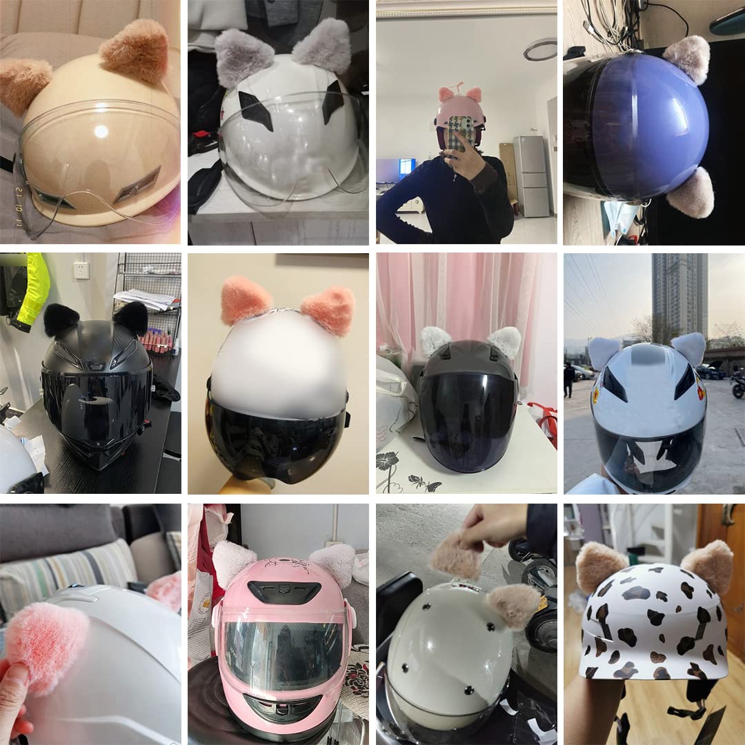 Smart Bear Ears for Helmet Plush Ears Adhesive Velcro Ski Helmet Accessory Cute Triangle Ears for Motorcycle Helmet Decor Brown