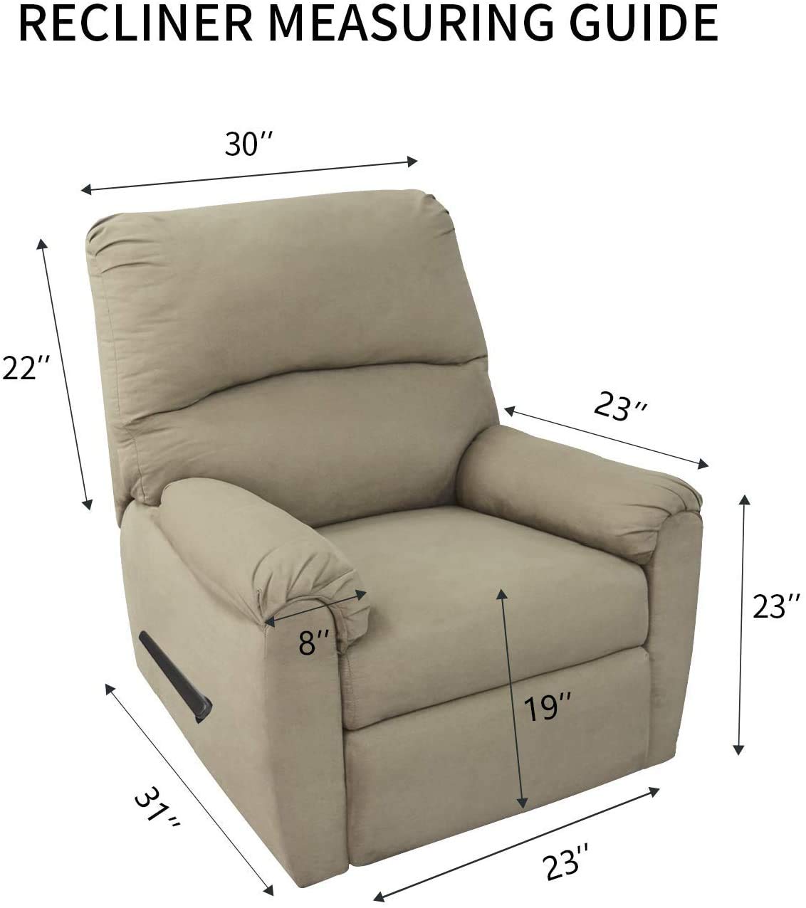PureFit Super Stretch Recliner Sofa Slipcover with Pocket – Spandex Non Slip Soft Couch Sofa Cover, Washable Furniture Protector with Elastic Bottom for Kids, Pets (Recliner, Black)