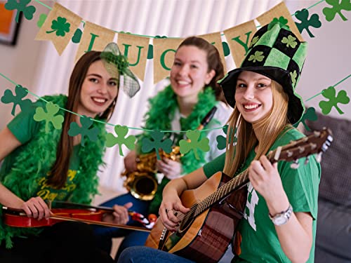 St Patricks Day Decorations, Irish Decor, Lucky Shamrock Garland Banner, for Holiday and Spring Felt – 3PC…