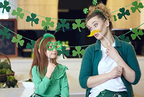 St Patricks Day Decorations, Irish Decor, Lucky Shamrock Garland Banner, for Holiday and Spring Felt – 3PC…