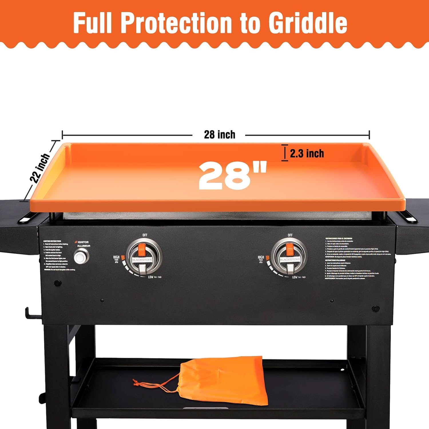 ERABAY Griddle,Heavy Duty Food Grade Silicone Griddle Cover,【Upgraded Full-Edge】 Grill Pads and Floor mats Protective BBQ Grill for Blackstone Protector
