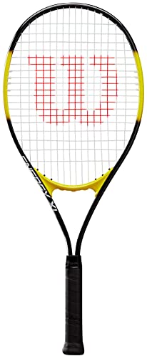 Wilson Energy XL 112 Pre-Strung Recreational Tennis Racquet Bundled with a Black Advantage II Tennis Bag - Oversize String Bed & Xtra Long Frame