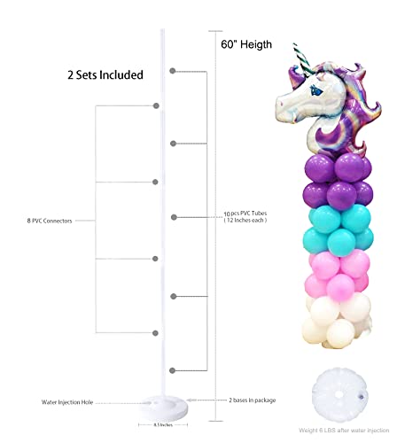 LANGXUN 2 Sets DIY Balloon Column Stand Kits For Birthday Decorations, Wedding Decorations, Party Decorations, Christmas Balloon Decorations