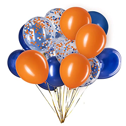 Blue, Confetti and Orange Balloons β Pack of 50, Great for Weddings Birthdays Bridal Shower Decorations Graduation Party Decorations Supplies 3 Style, 12 Inch