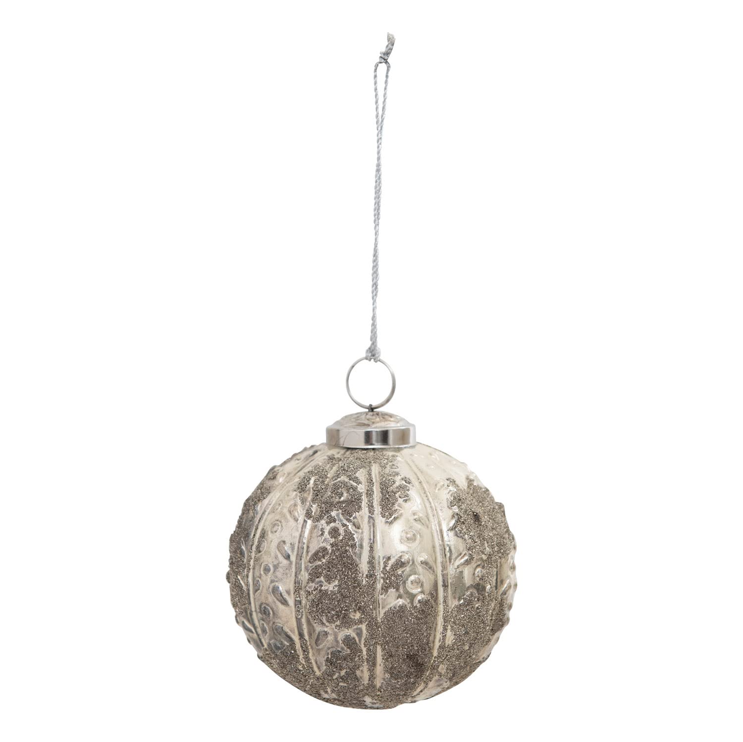 Creative Co-Op 4" Round Flocked Glass Ornament