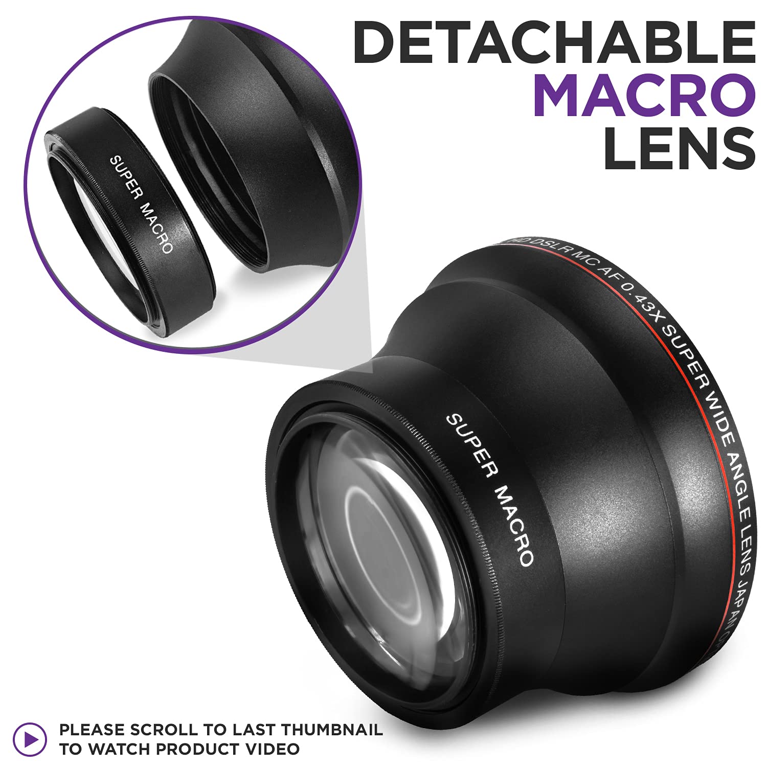 Altura Photo 49MM 0.43x Professional HD Wide Angle Lens (w/Macro Portion) for Canon EOS M50 M M2 M3 M5 M6 Mark II M10 M100 M200 R50 R100 Mirrorless Cameras