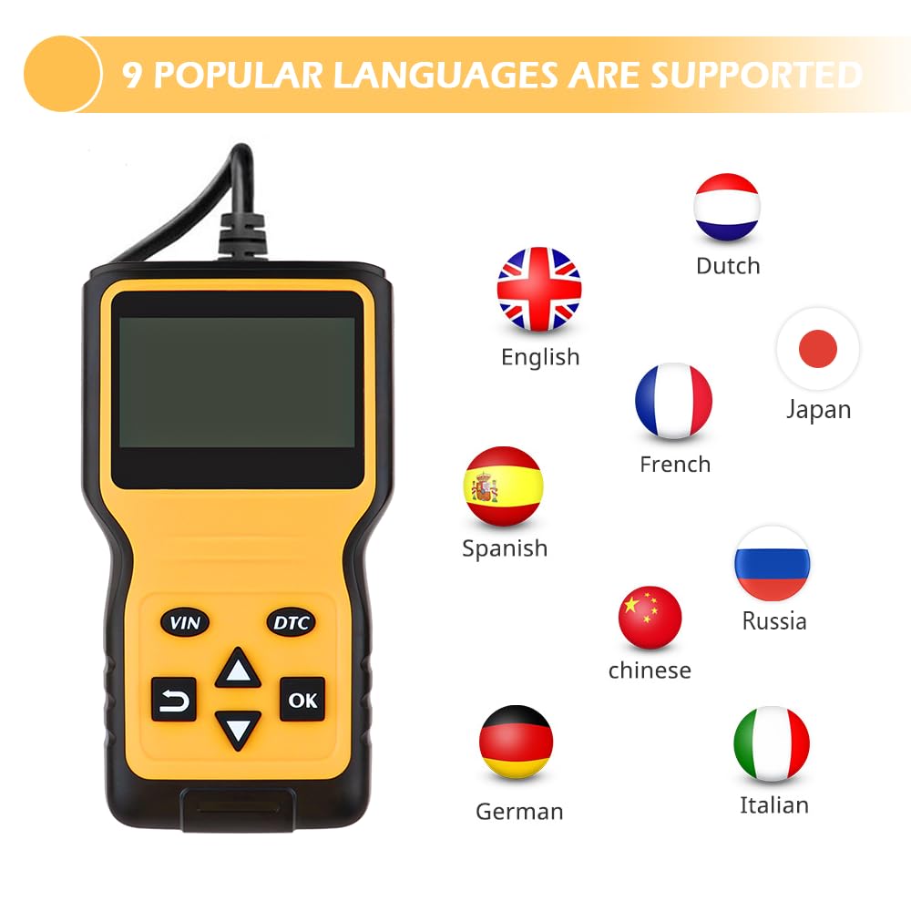 Car Code Reader - Check Engine Code Reader Car Diagnostic Tool with Reset - Quickly Clear Fault Codes - Professional Scanner for Car,Compatible with All OBD II Protocol Cars to Present