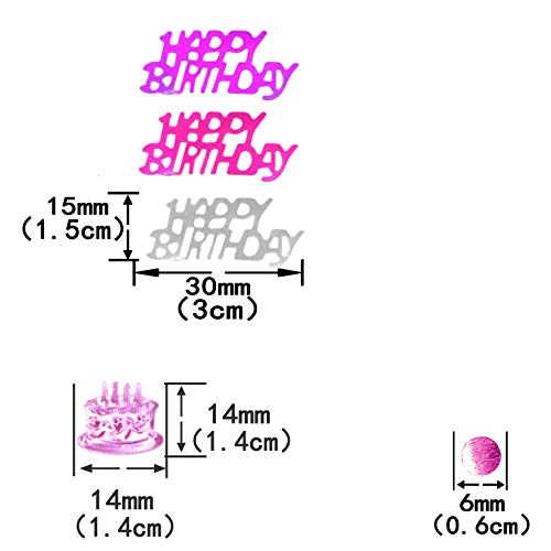 Happy Birthday Party Table Confetti - Hot Pink Purple Foil Metallic Sequins Confetti First Baby Shower Birthday Nursery Party Sprinkles Confetti Decorations, 60g