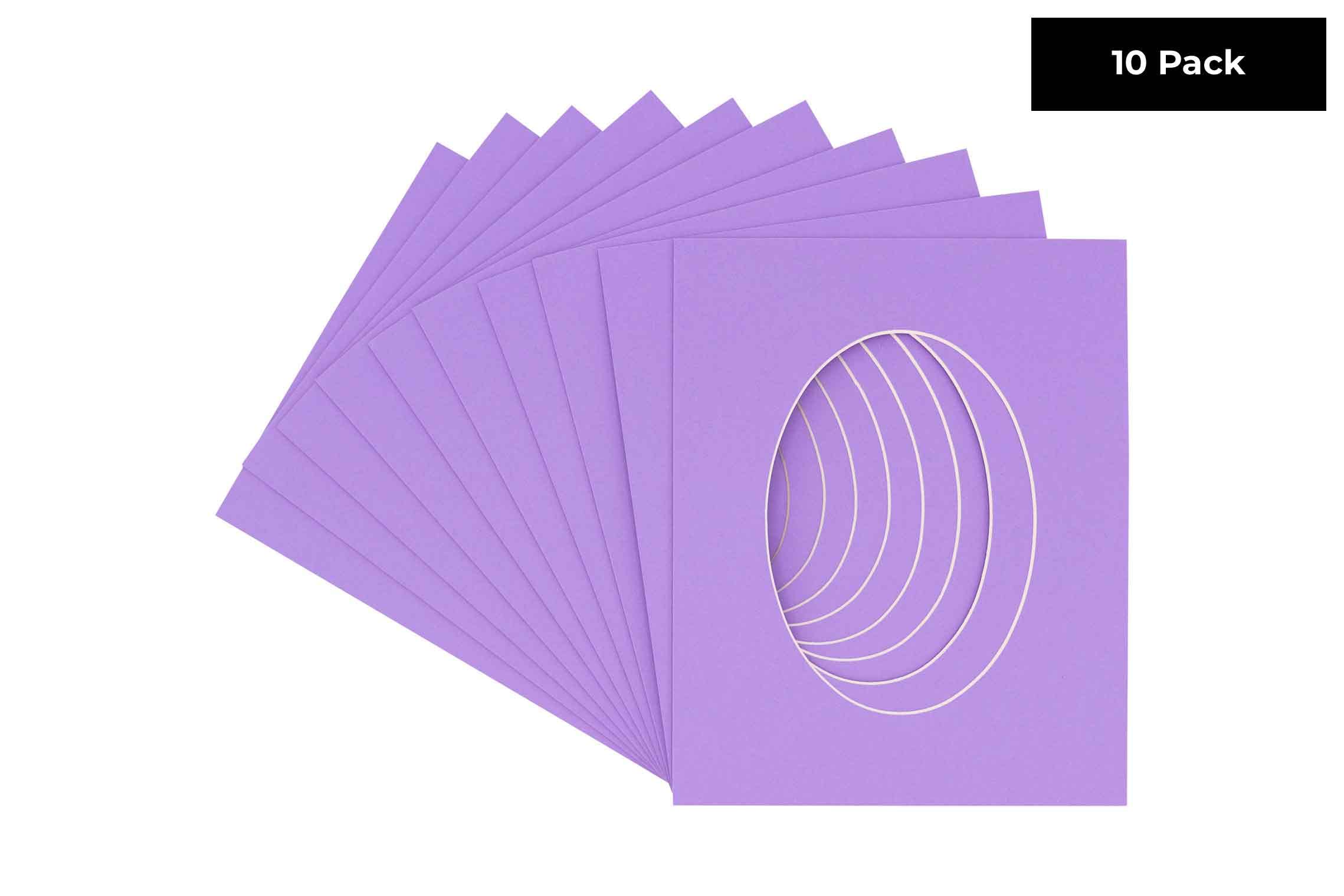 CountryArtHouse Light Purple Acid Free 20x24 Oval Picture Frame Mat with White Core Bevel Cut for 16x22 Pictures - Fits 20x24 Frame - Pack of 10 Matboards