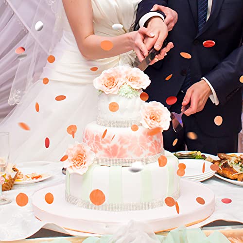 VCOSTORE Tissue Paper Confetti Circles - Round Confetti Dots,Large Table Confetti for Wedding Birthday Party Decoration and Gift Box decoration, 5000 pieces -Orange Red & Silver Mix Confetti