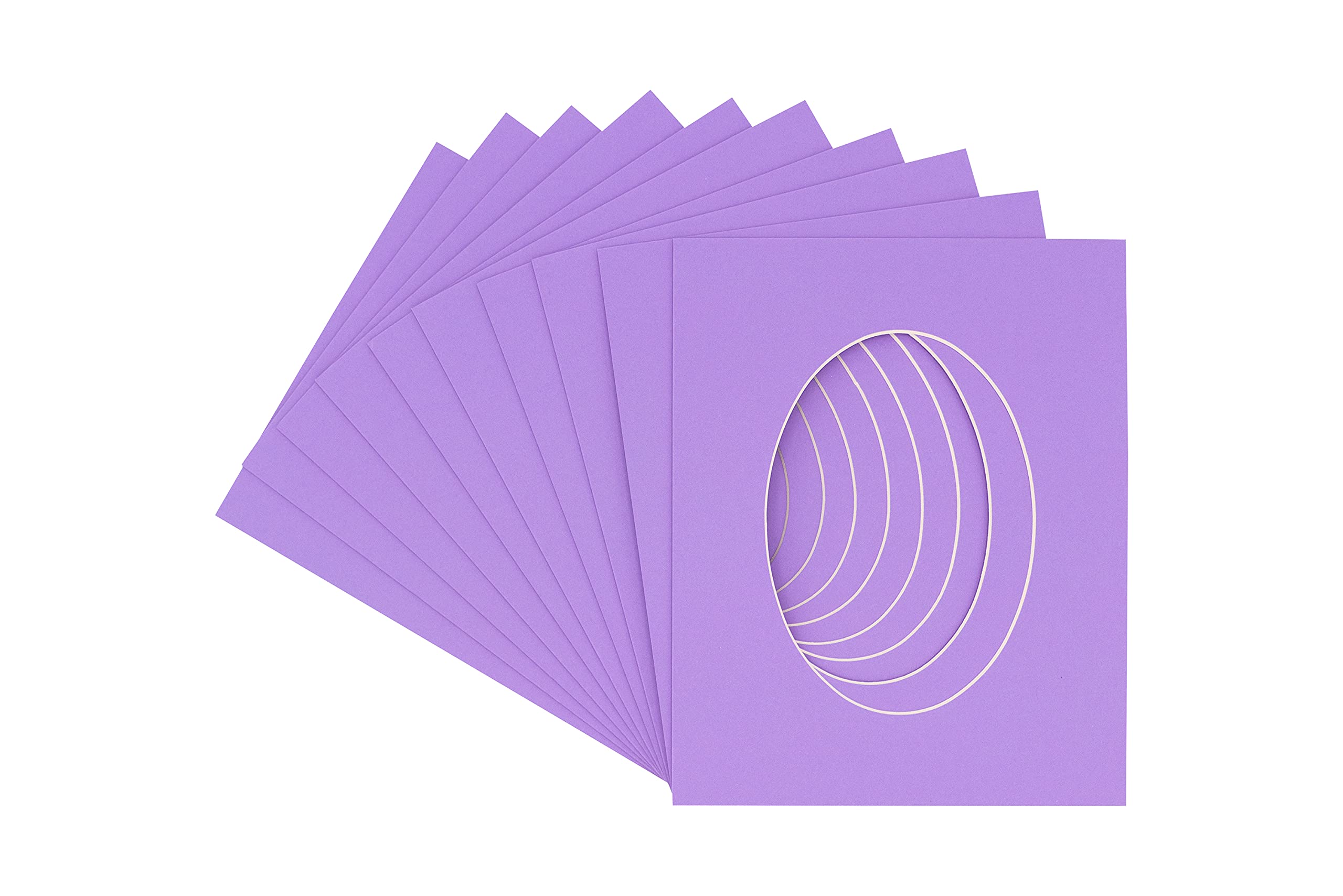 CountryArtHouse Light Purple Acid Free 20x24 Oval Picture Frame Mat with White Core Bevel Cut for 16x22 Pictures - Fits 20x24 Frame - Pack of 10 Matboards