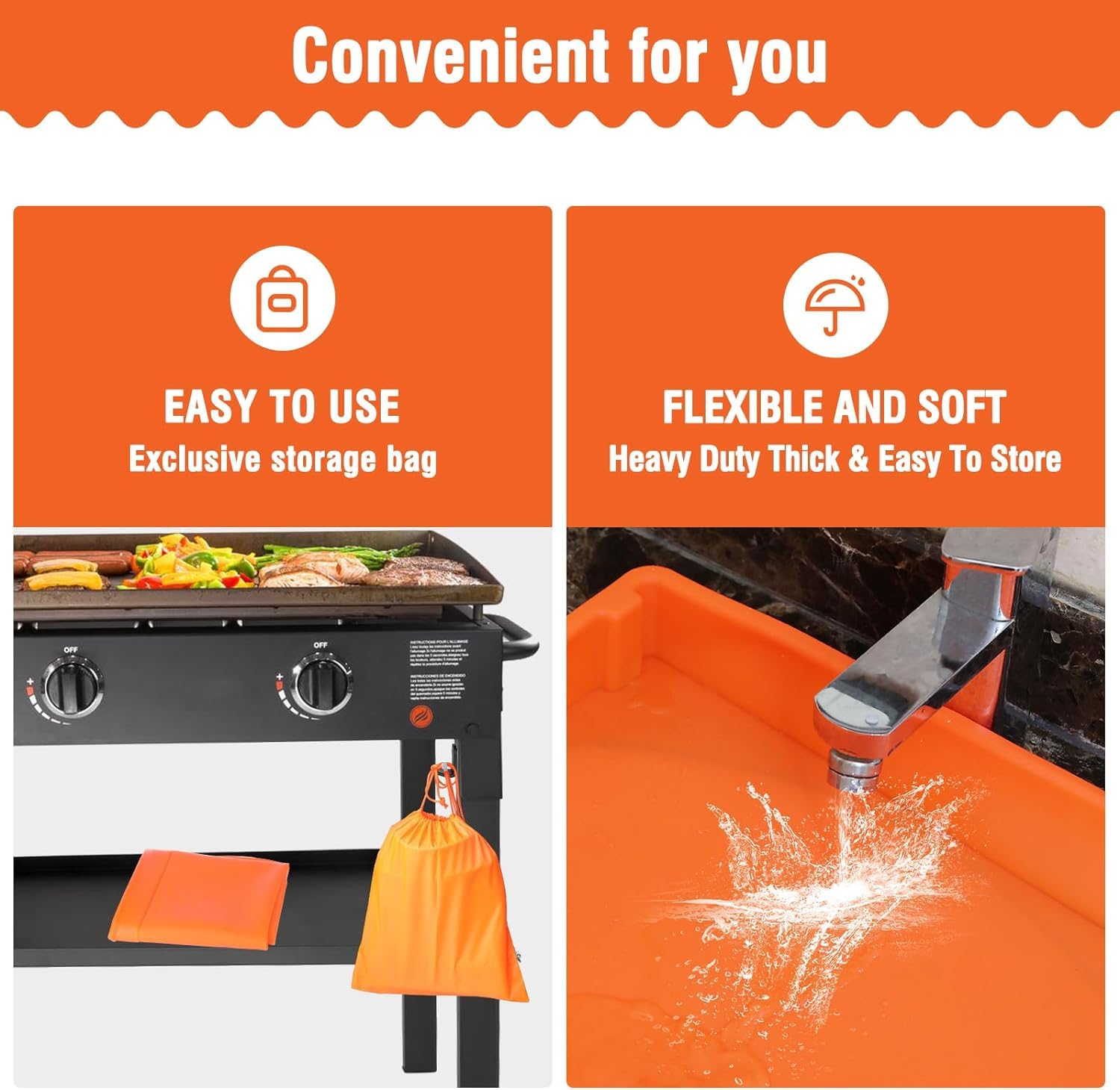 ERABAY Griddle,Heavy Duty Food Grade Silicone Griddle Cover,【Upgraded Full-Edge】 Grill Pads and Floor mats Protective BBQ Grill for Blackstone Protector