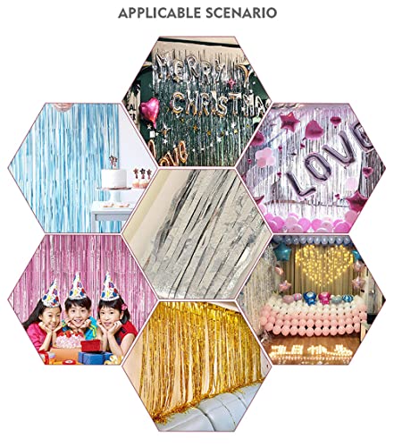 3 Pack Backdrop Curtains Party Decorations, Fringe Streamers Tinsel Backdrop Fringe Backdrop Party Backdrop Birthday Decorations, Party Décor Disco Party Decorations (3.3‘ x 6.6’, Blue)