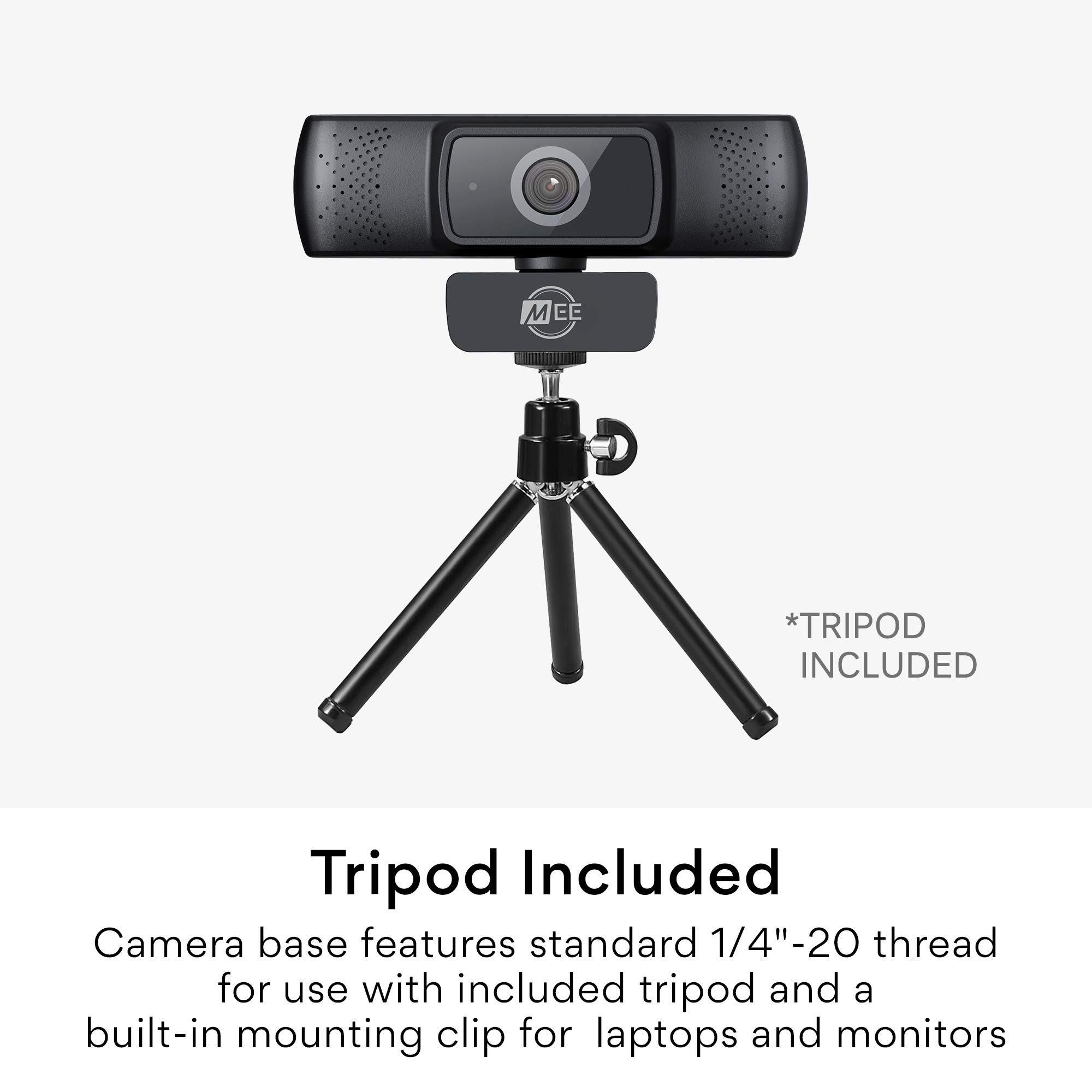 MEE audio 201W 1080p HD Webcam with Mini Tripod, Wide Angle Lens, Microphone, Autofocus, Low Light Correction for Zoom Video Calling; USB Streaming Web Camera for Computer PC Mac Laptop Desktop