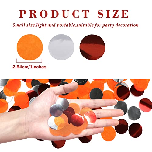 VCOSTORE Tissue Paper Confetti Circles - Round Confetti Dots,Large Table Confetti for Wedding Birthday Party Decoration and Gift Box decoration, 5000 pieces -Orange Red & Silver Mix Confetti