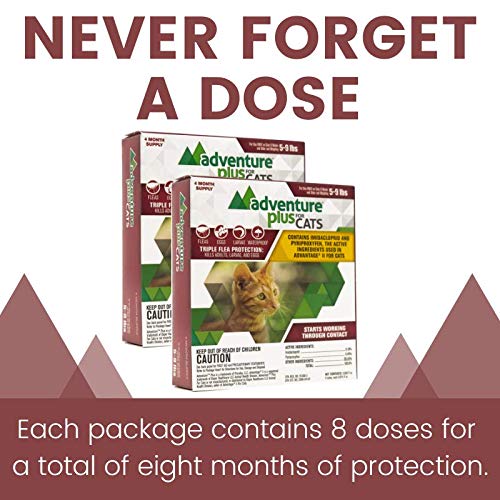 Adventure Plus Flea Prevention for Cats - Topical Flea Treatment for Cats (5-9 lbs) (Pack of 8)