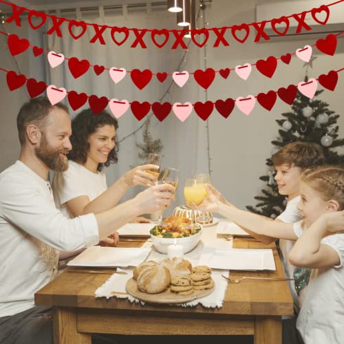 4Pcs Valentines Day Decorations Set Love Heart XO Garlands Banner for Engagement Wedding Party Home Classroom Office, No DIY Required