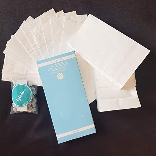 lightsfever-LED luminaria Luminary Bags 50pcs of Light up Luminaries White Paper Bags with Lights for Diwali Decorations, Wedding Decor (50, Warm White)
