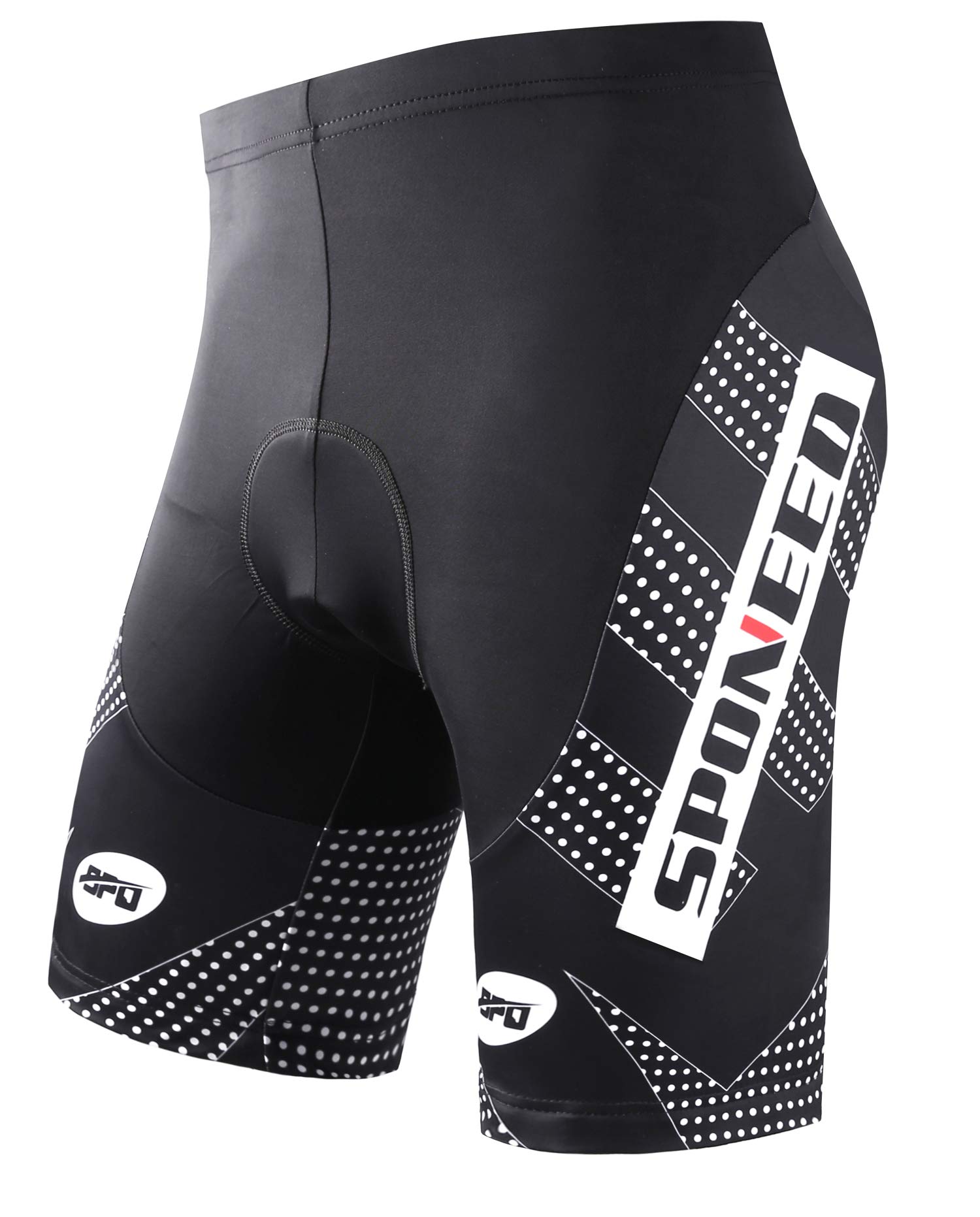SPONEED Men Bicycle Shorts, Black with White, US L (CN XL)