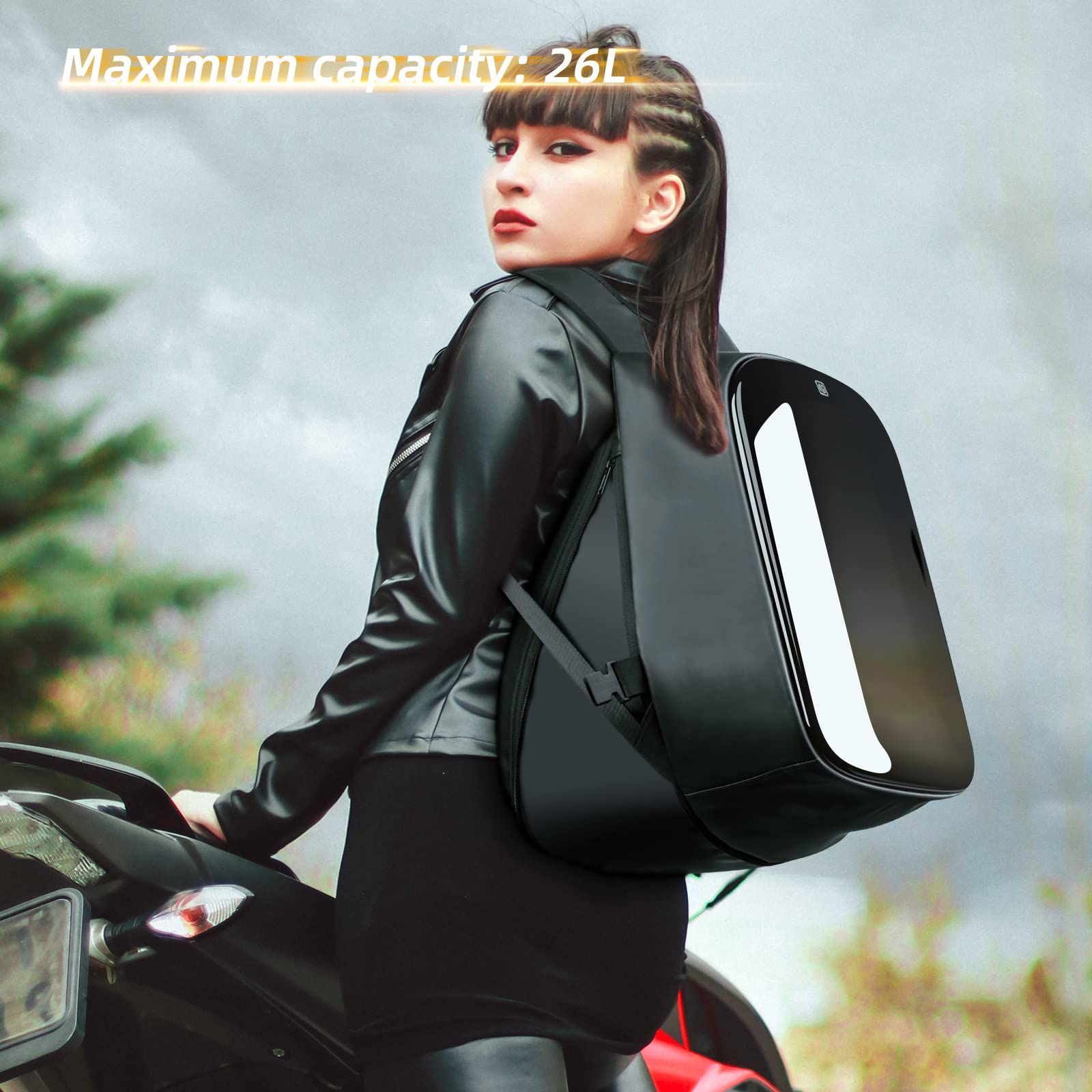 Gelrova LED Motorcycle Helmet Backpack Rampage Serise, 17 Inch Cool DIY Pixel Art Animation Fashion LED Display LaptopProgramming Backpack, Unique Gift for Men or Women