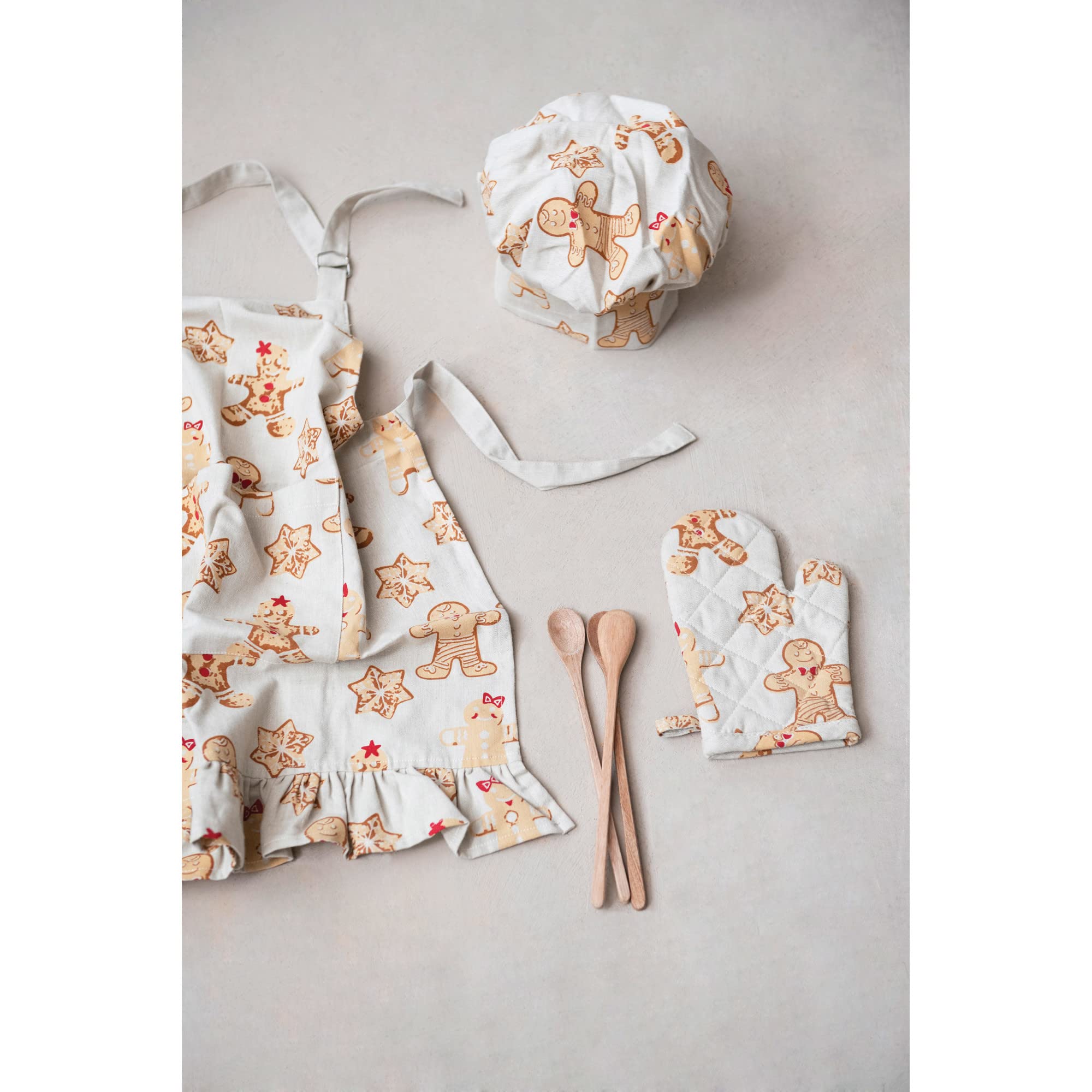 Creative Co-Op Printed Cotton Children's Apron, Chef Hat, and Hot Mitt