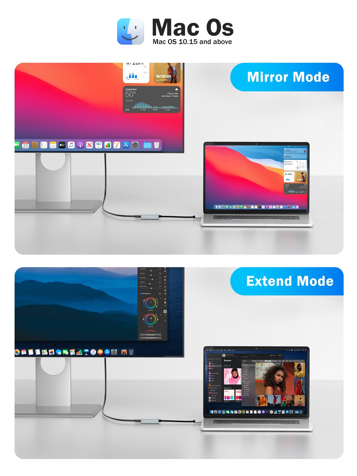 Lemorele USB to HDMI Adapter for MacBook Air/Pro/Mini, 1080P@60Hz USB to HDMI Cable for Mac Supports Mirror/Expansion Mode Multi Display Video Adapter Compatible with Windows7,8,10/MacOS10.15