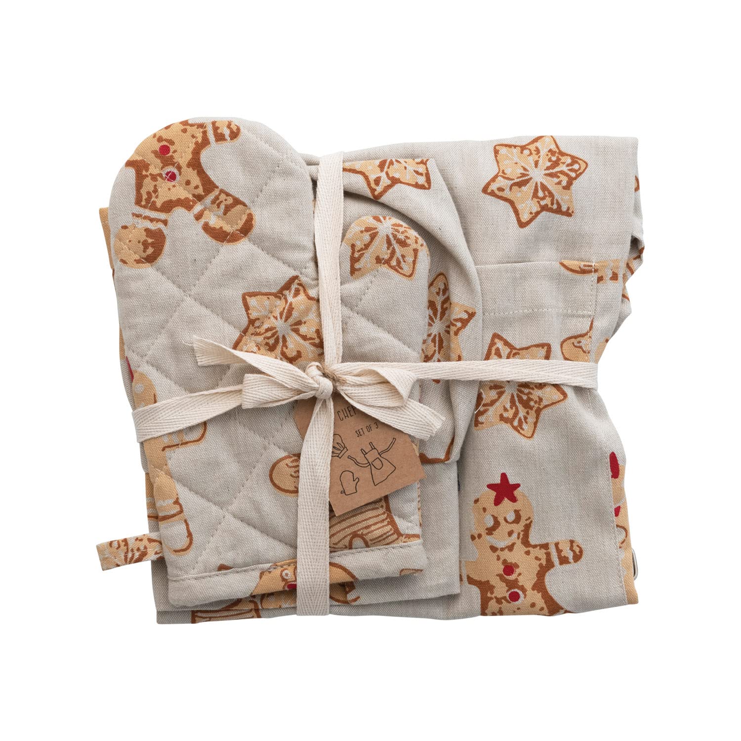 Creative Co-Op Printed Cotton Children's Apron, Chef Hat, and Hot Mitt