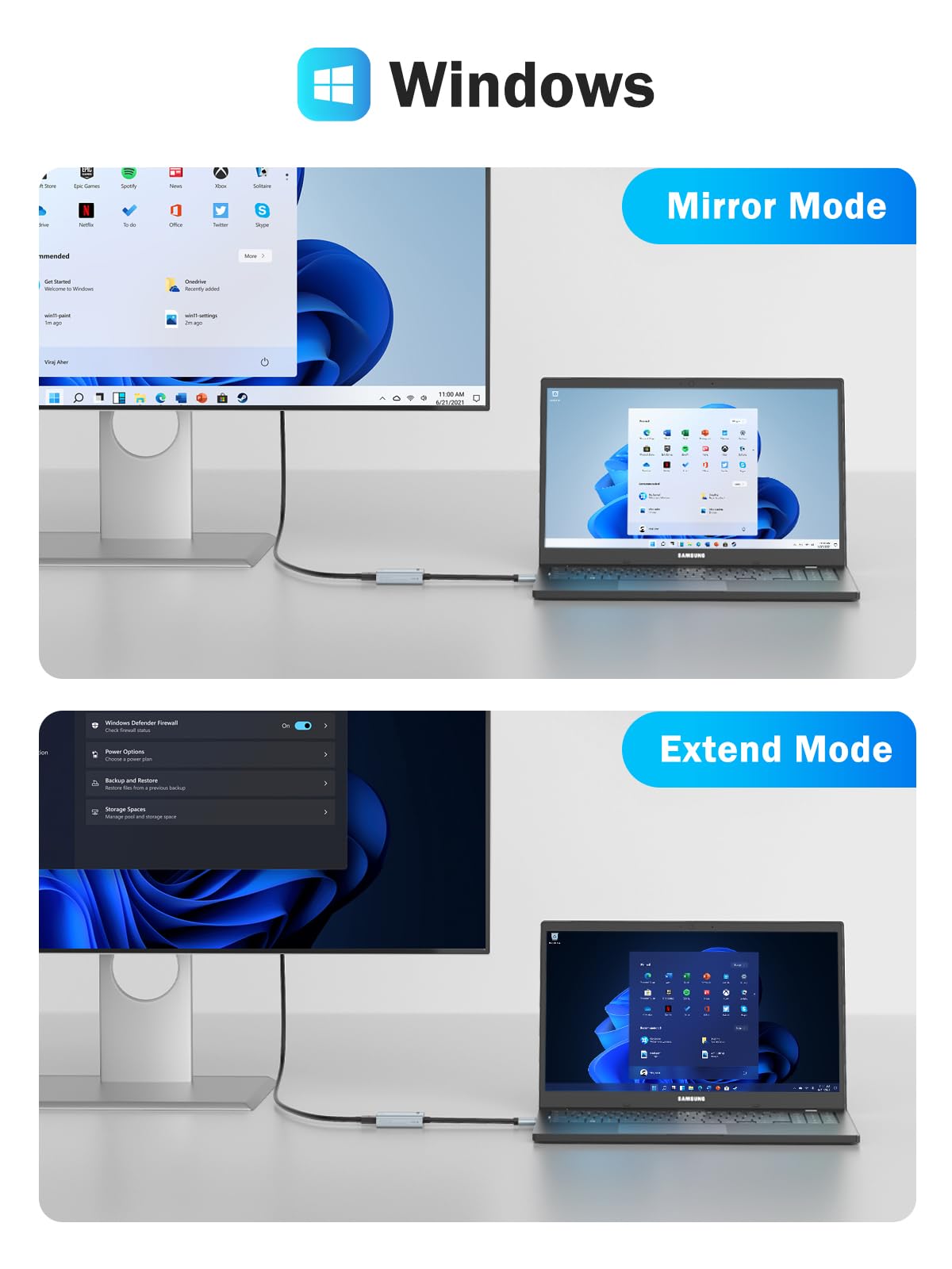 Lemorele USB to HDMI Adapter for MacBook Air/Pro/Mini, 1080P@60Hz USB to HDMI Cable for Mac Supports Mirror/Expansion Mode Multi Display Video Adapter Compatible with Windows7,8,10/MacOS10.15