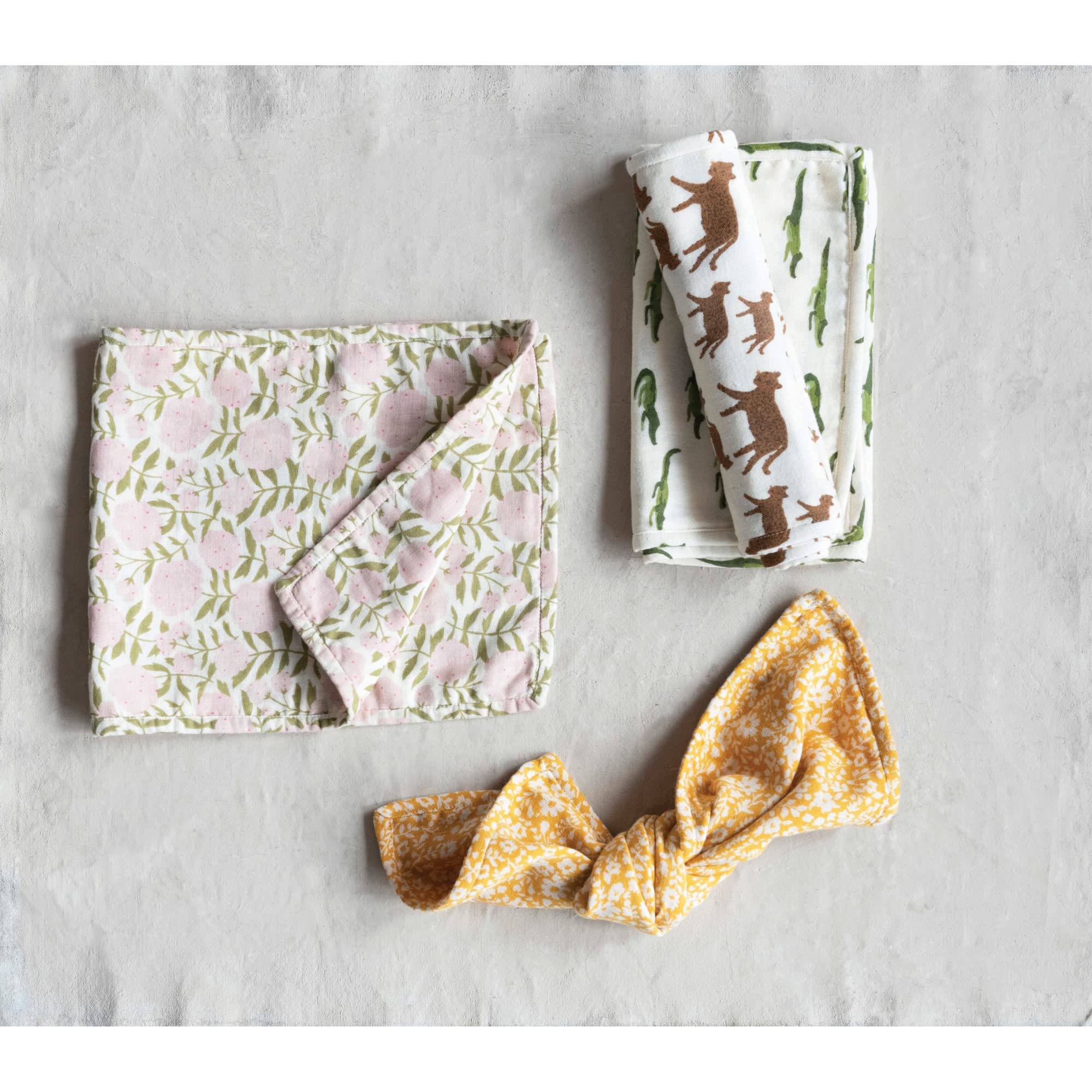Creative Co-Op Cotton Burp Cloth with Pattern
