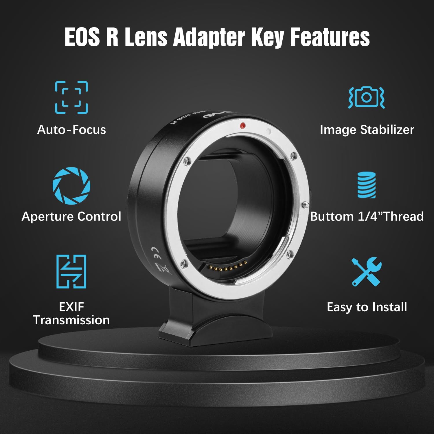 Donwell EF to EOS R Mount Adapter,Auto-Focus EF/EF-S Lens to RF Mount Converter Ring with Removable Tripod Mount Compatible for Canon EOS R RP R5 R6 R7 R10 R50 Series Mirrorless Digital Cameras
