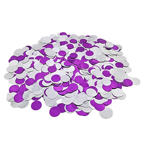 Purple and Silver Foil Confetti, Round Foil Glitter Table Confetti Dots, Sparkling for Wedding Birthday Party Decoration (1.76 OZ, 1.5 cm)