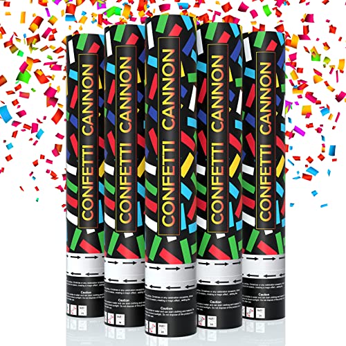 Confetti Cannons EFFIELER Multicolor Confetti Poppers (5 Packs) 100% Biodegradable And Air Powered Party Popper Perfect for Birthday, Graduation, New Years Eve, And Any Other Party Or Celebrationβ¦