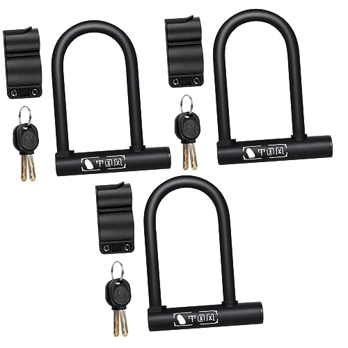 BESPORTBLE 3pcs u-Lock Heavy Duty Bike Lock U Lock Motorcycle Riding Gear Smart Motorcycle Helmet Disc Lock Small Bike Lock Bike Key Lock Mountain Bike Lock Shackle Intelligent Bicycle Lock